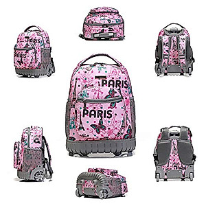 Tilami Rolling Backpack 16 Inch School College Travel Carry-on Backpack Boys Girls, Travel