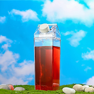 17 oz Milk Carton Water Bottles Clear Plastic Milk Box Portable Reusable Square Juice Bottles for Outdoor Sports Travel Camping Activities(6 Pieces)