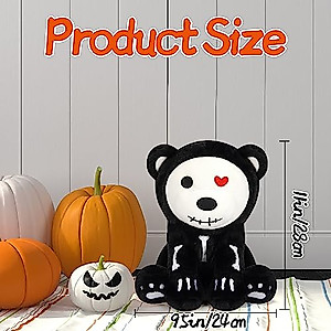 JIZWPOOM Black Teddy Bear Plush, Teddy Bear Stuffed Animals Goth Plush Teddy Bear, Cute Black Bear Toy Stuffed Bear Plushies Gift for Kids Birthday Decoration