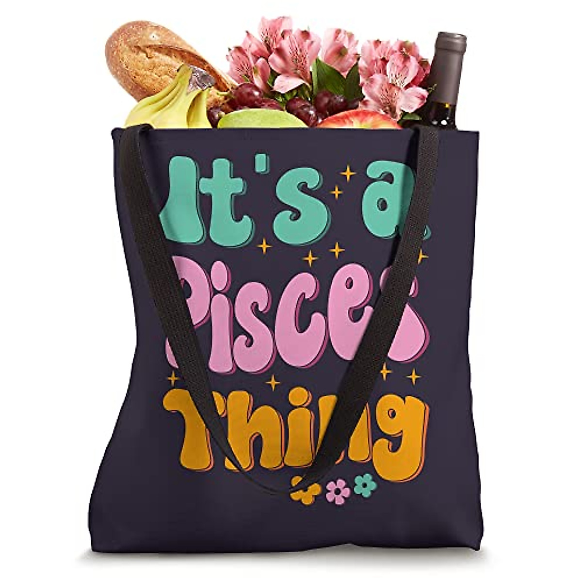 Pisces Zodiac Sign 70s Hippie Style Tote Bag