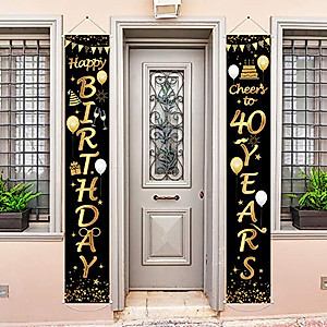 2 Pieces 40th Birthday Party Decorations Cheers to 40 Years Banner 40th Party Decorations Welcome Porch Sign for 40 Years Birthday Supplies (40th Birthday)