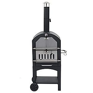 CHARMMA Charcoal Fired Outdoor Pizza Oven With Fireclay Stones Heavy Duty Outdoor Oven For Pizzas,Bread,Cakes or Pies BBQ Oven Smoker With Built-in Thermometer