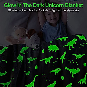 TEHALK Dinosaur Blanket for Boys Girls Glow in The Dark Blankets for Boys Soft Fleece Blankets for Kids Personalized Baby Blanket for Boys Cute Toddler Blankets for Boys Unique Dinosaur Gifts 40"x60"