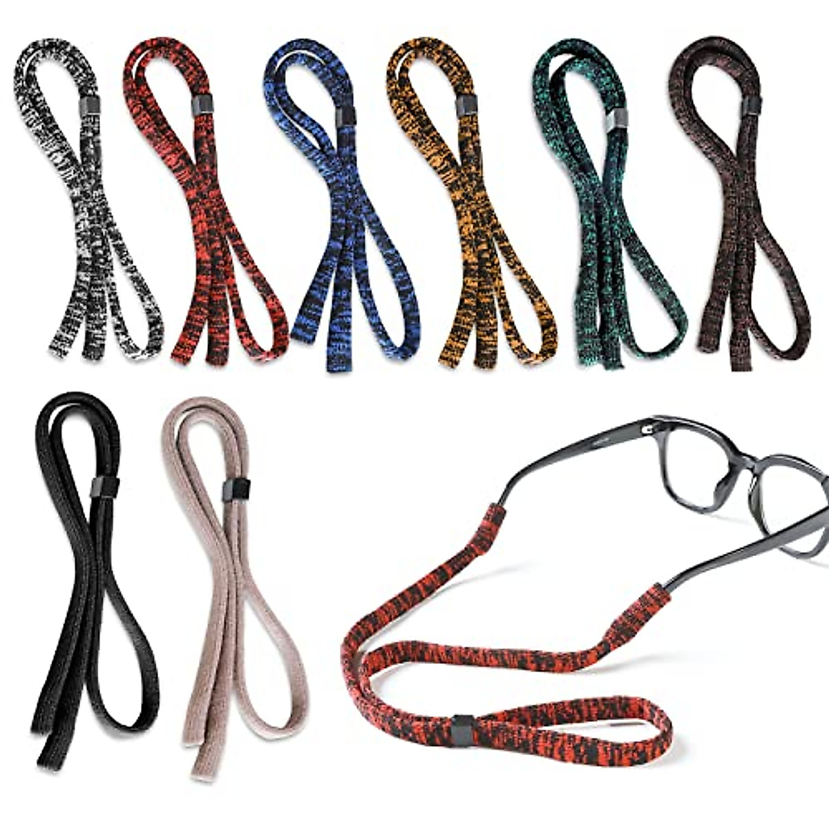 YGDZ Glasses Strap, 8pcs Sunglass Strap Eye Glasses String Strap Adjustable Sports Eyeglasses Lanyard Neck Holders Eyewear Retainer for Men Women