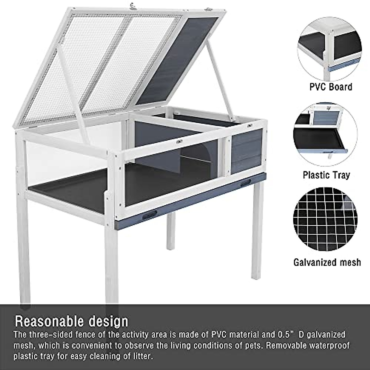 BIRASIL Wood Tortoise House, Indoor Turtle Habitat Reptile Cage, Tortoises Enclosure for Small Animals Lizards Hamster