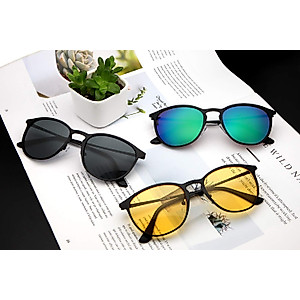 FaceWear Classic Round Retro Sunglasses UV400 Circle Lens Metal Frame Men Women FW1006 C7