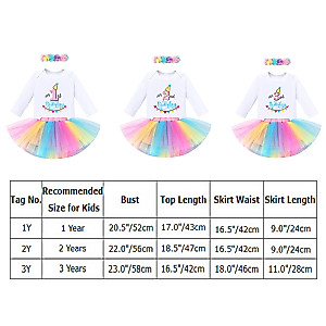 3rd Birthday Girl Outfit Baby Girls Long Sleeve Romper Shirt + Rainbow Tutu Skirt + Headband Winter Fall Dress Clothes Set for 3 Year Old Girl Cake Smash Rainbow - 3rd Birthday (Long Sleeve) 3 Years