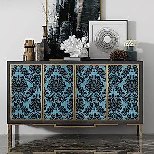 JZ·HOME Y1255 Damask Peel and Stick Wallpaper 17.7" x 9.8ft Removable Contact Paper Self-Adhesive Damask Furniture Paper Drawer Shelf Liner Vinyl Decorative Film