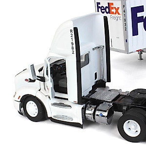 Diecast Masters 1/50 Limited Edition FedEx Peterbilt 579 Single Axle Day Cab w/ 2 Wabash 28’ Pup Trailers 65190