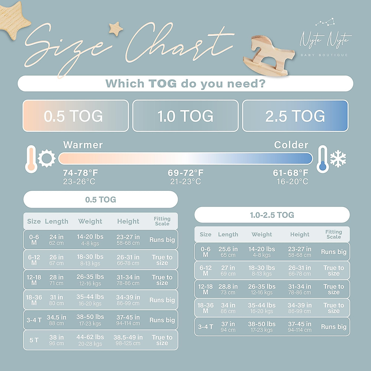 Nyte Nyte Baby - 1.-TOG Goldie, 0 to 6 Months, Sleeveless Sleep Sack, Soft Baby & Toddler Sleeping Sack, Breathable Sleep Sack with Adjustable Feet Cuffs & Anti-Slip Grip