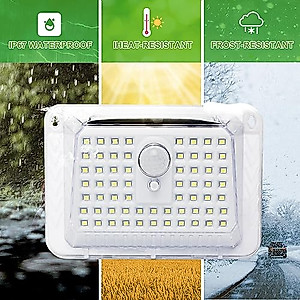 MMXIANG Solar Motion Sensor Lights Outdoor, 120-LEDs Solar Security Lights 3 Lighting Modes IP67 Waterproof Solar Fence Lights with 270°Wide Angle for Front Door, Yard, Garage, Deck - 4Pack
