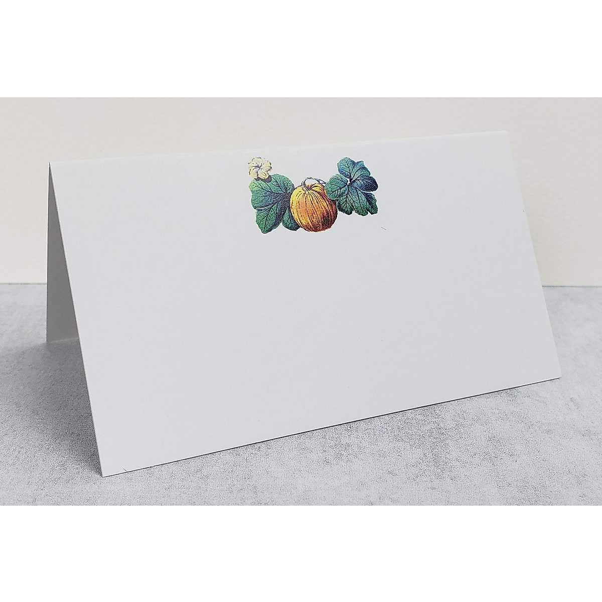 Nancy Nikko Place Cards Autumn Theme w/Pumpkin and Leaves. for Weddings, Showers, Dinners, Parties and Special Events Table Tent Style, Scored for Easy Folding. Pkgs of 12/25 / 50 (25)