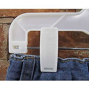NAHANCO 1610PCLH Plastic Baby/Infant Size Skirt/Pant Hangers, Long Metal Swivel Hook and Plastic Pinch Clips, Heavy Weight, 9", White (Pack of 100)