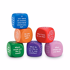 Learning Resources Conversation Cubes - 6 Pieces, Ages 6+ Foam Cubes for Social Emotional Learning, School Counselor Supplies, Speech Therapy Toys, Ice Breaker Cubes