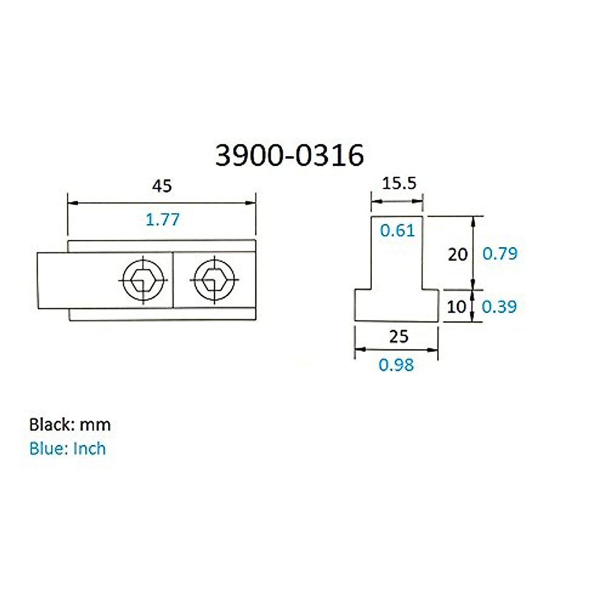 VERTEX 3900-0316 Steel 4-Piece T-Slot Clamp Set