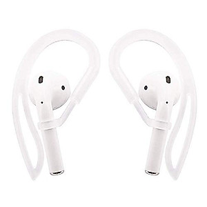 ALXCD Ear Hook Ear Tips Compatible with Airpod, 2 Pairs Over-Ear Soft TPU Ear Hook & 2 Pairs in-Ear Silicone Ear Tips in 1 Set [Anti Slip][Anti Lost], Fit for Airpod Headphone 1+1+2S, White