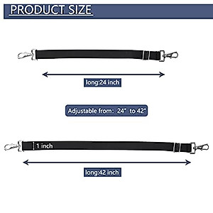 Premium Horse Blanket Sheet Leg Straps, Replacement Stretchy Belly Strap with Double Swivel Snaps, Adjustable Length from 24 to 42 Inch Black(2 Pcs)