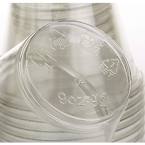 Golden Apple, 9oz-30sets Clear Plastic Cups with Clear Flat no Hole lids…
