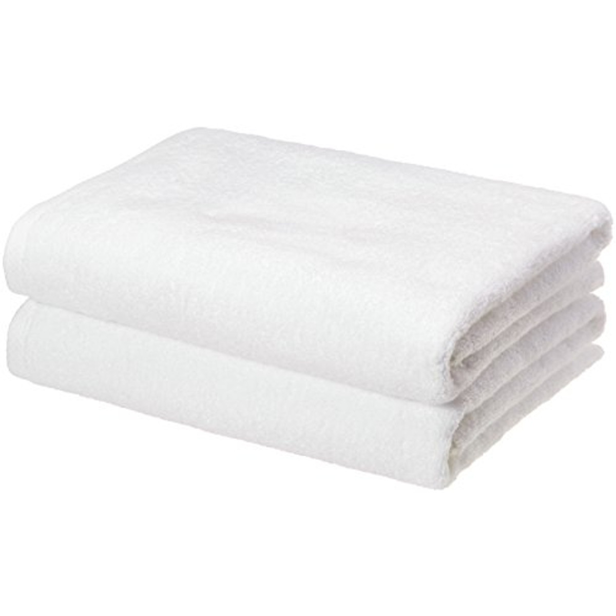 Amazon Basics Quick-Dry Bath Towels - 100% Cotton, 2-Pack, White