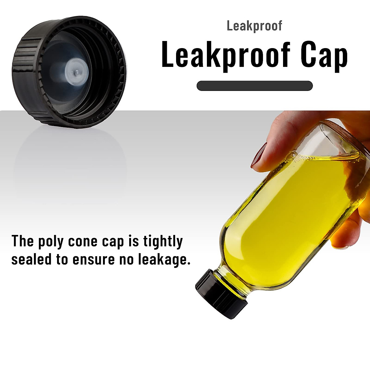 PINIWON 12 Pack 4 oz Clear Glass Bottles, 120ml Boston Round Sample Bottles with Black Poly Cone Caps, Labels, Funnels and Brush