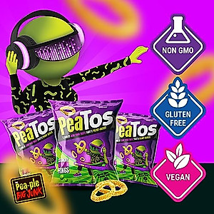 PeaTos® - the Craveworthy upgrade to America's favorite snacks - PeaTos Crunchy Onion Rings in Snack Sized 0.6 oz. Bags (15 pack) full of “JUNK FOOD” flavor and fun WITHOUT THE JUNK. PeaTos are Pea-Based, Plant-Based, Vegan, Gluten-Free, and Non-GMO.