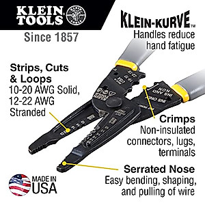 Klein Tools 1009 Multi Tool, Wire Stripper, Crimping Tool, Wire Cutter, Long-Nose Multi-Purpose Electrician Tool