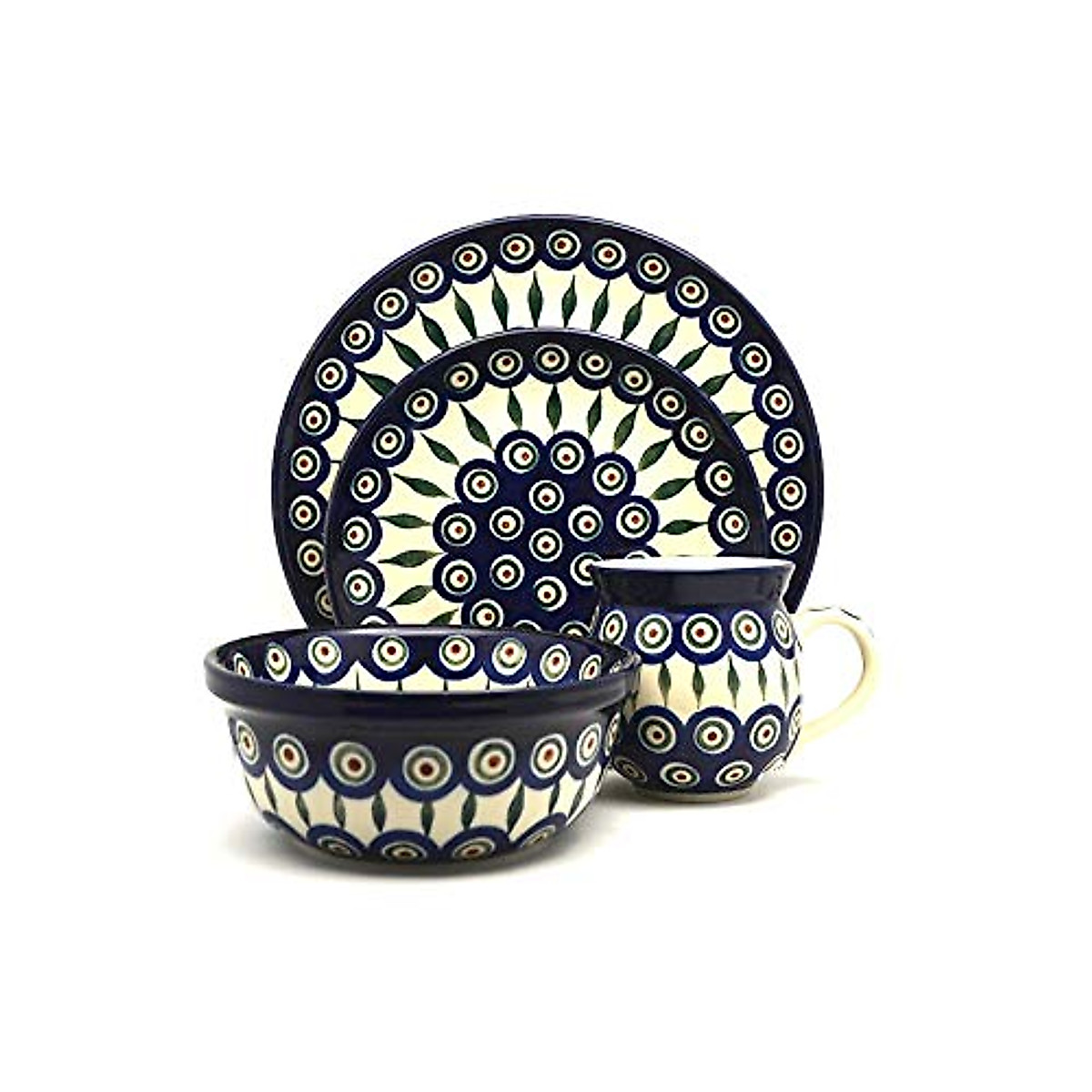 Polish Pottery 4-pc. Place Setting with Standard Bowl - Peacock