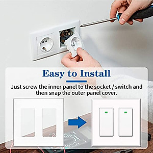 2-Gang Decora Wall Plates, Standard Size Unbreakable Polycarbonate, Screwless Switch Plate gfci Outlet Cover (2 gang screwless white 1pack)