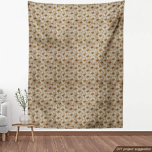 Ambesonne Vintage Fabric by The Yard, Sketch Art Style Gerbera Daisies Abstract Flowers Autumn Garden Flourish, Decorative Fabric for Upholstery and Home Accents, 1 Yard, Marigold Orange