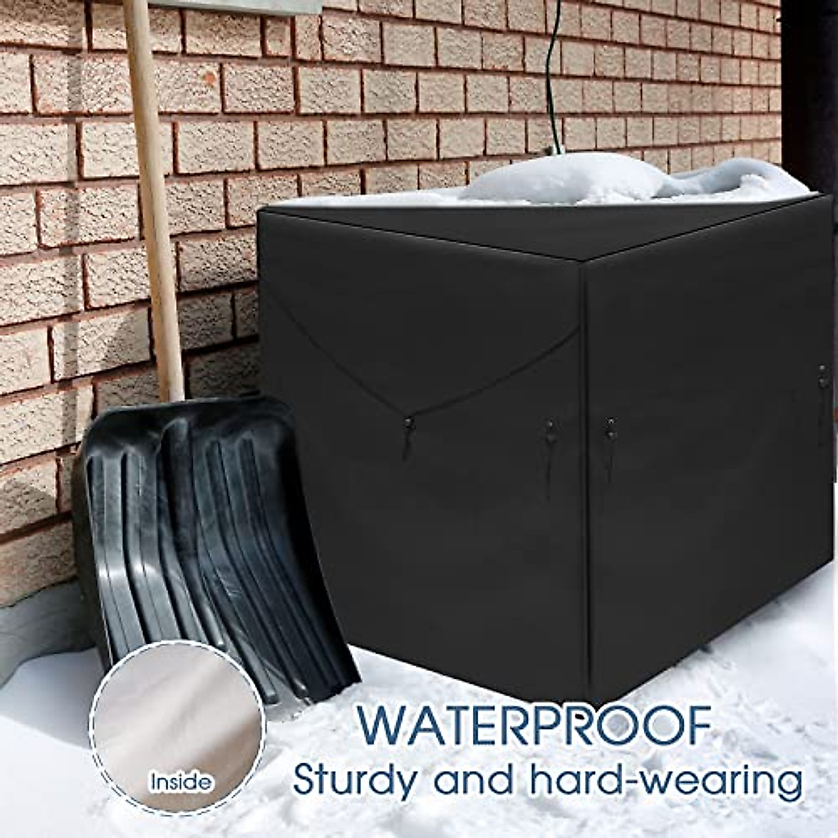 Pool Heat Pump Equipment Cover, 40 x 34 x 31 Inch, Black Heavy Duty Square 600D Oxford Cloth Pool Heater Cover with Waterproof PVC Inner Layer for Swimming Pool Heat Pump