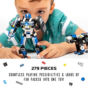 JITTERYGIT Robot Police Mech Glow in The Dark Toy Cop Gift, SWAT Action Figure Buildable STEM Building Superheroes Soldier - Cool Present for Boys, Girls, Kids, Children Ages 6 7 8 9 10 Year Olds