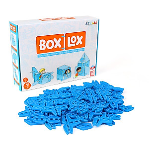 Atwood Toys Box Lox 80 pcs Creative Cardboard Building kit - Construction Toys for Girls and Boys Educational STEM Building Alternative to Building Blocks Toy (Blue)