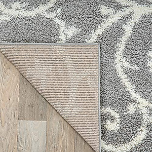 Cozy Contemporary Scroll L.Grey-White 3'3" X 5' Indoor Shag Area Rug