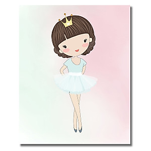 Cute Ballerina Dancer Girl Prints - Bedroom Playroom Wall Art Decor Prints - Set of 4 (8 Inches X 10 Inches) Photos