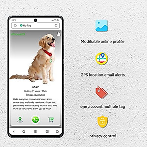 WhoseID Personalized Dog Tag, Laser Engraving QR Code, Silicone Dog ID Tag, Pet Online Profile, Scan QR Code Send Location, Collar Harness Accessories (Medium to Large Breeds - 1.25", Rose)