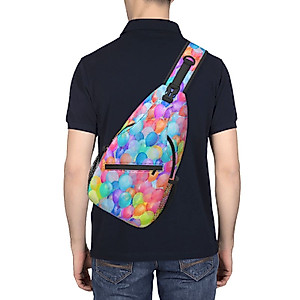 Sling Backpack Watercolor Rainbow Air Balloon Print Crossbody Shoulder Sling Bag For Men & Women