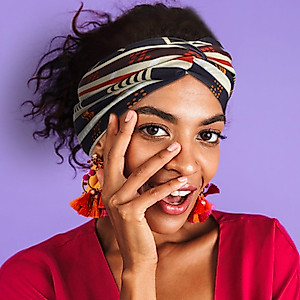 XunYee 12 Pcs Boho Yoga Twisted Knot Headbands - Assorted Wide Elastic Bandeau Hair Accessories for Women, Girls, Running, Sports