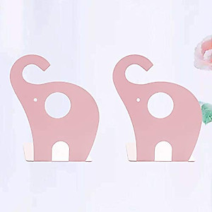 BESPORTBLE 2Pcs Kids Nonskid Bookends Heavy Duty Bookends Elephant Shaped Decorative Book Stopper Book Organizer for Shelves (Pink)