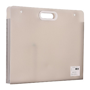 Shulaner Plastic Art Portfolio Folder with Handles17 x 14 inches Large Waterproof Artwork Storage Containers for Drawing Sketch Photography Poster Files Document, Gray and White