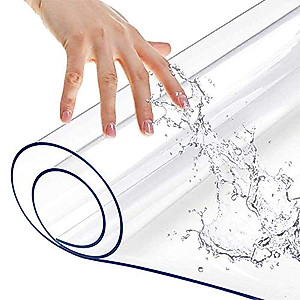 Round Diameter 48 inch Clear Table Protector Plastic Tablelcloth Cover Desk Topper Pad Mat for Circular Furniture Kitchen Coffee Night Stand Sofa Table Marble Countertop Liner Pad Glass PVC Vinyl