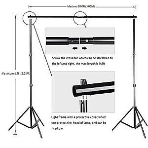 HYJ-INC Photography Photo Video Studio Background Stand Support Kit with 3 Muslin Backdrop Kits (White/Black/Chromakey Green Screen Kit),1050W 5500K Daylight Umbrella Lighting Kit with Carry Bag