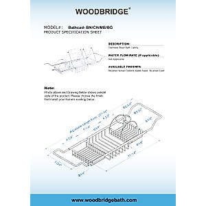 WOODBRIDGE Stainless Steel Extendable Bathtub Caddy Tray in Brushed Gold Finish with Removable Wine Holder, Book and Phone Rack, Bathcad-BG