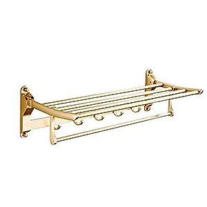 SXNBH Towel Holder Bathroom Space Aluminum Rose Gold Hanger Fold Matt Bath Towel Rack Wall Mount Washroom Shelf Double Towel Rail para