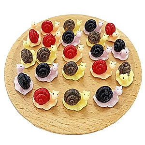 JKanruh 21 Pcs Mini Animals Miniature Resin Snail,Mini Snail Figurines,Fairy Garden Snail Miniature Moss Landscape Ornaments for Outdoor Decoration,Home Décor,Cake Decoration,DIY Crafts