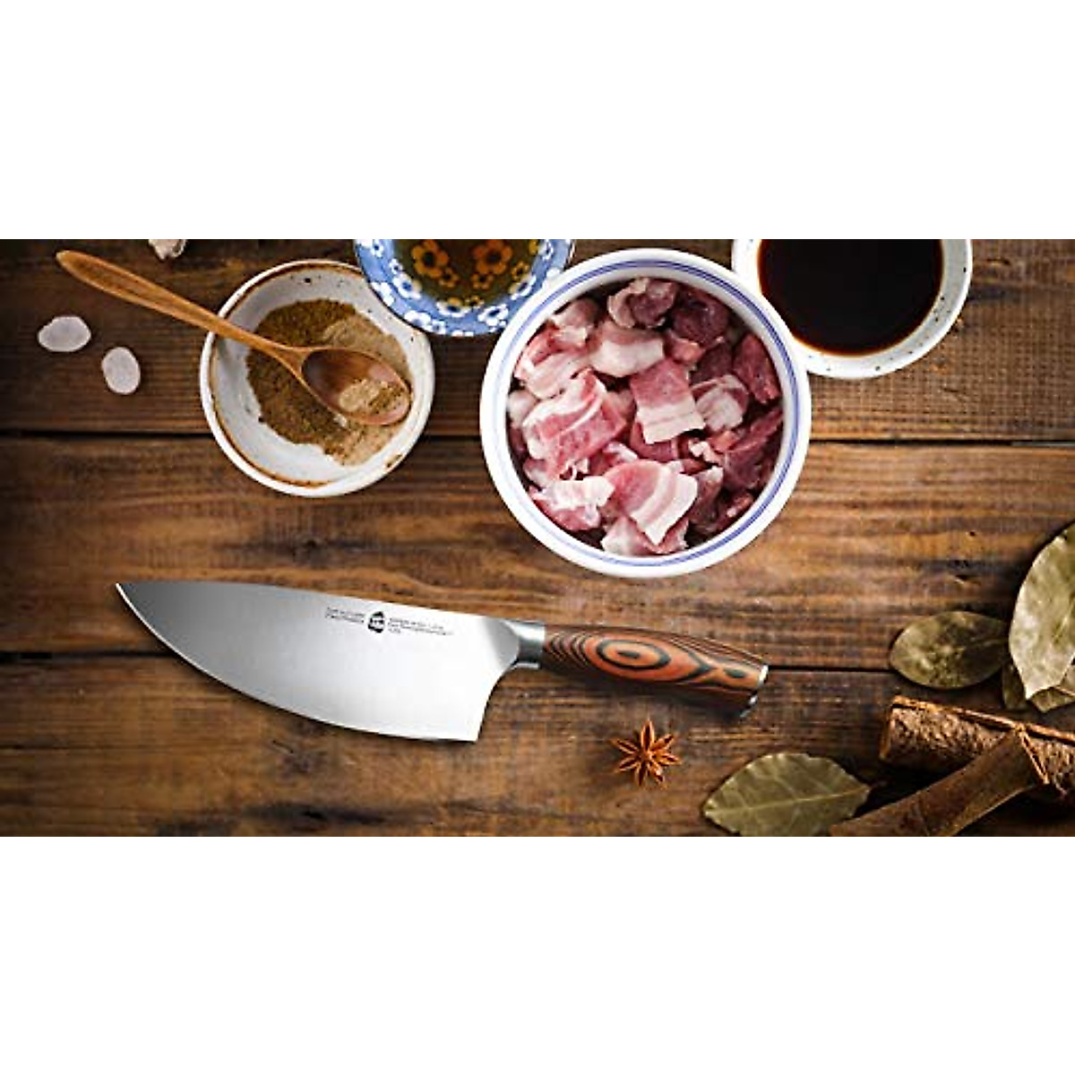 TUO Herb Rocking&Salad Knife- Vegetable Cleaver - High Carbon German Stainless Steel Kitchen Knife - Pakkawood Handle Veggie Chopper - Luxurious Gift Box Included - 7 inch - Fiery Phoenix Series