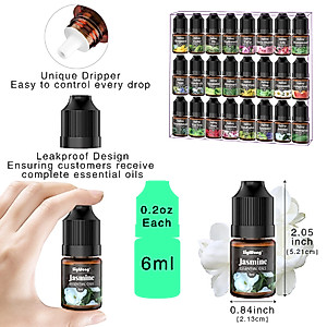 Essential Oils Set, 24 Scents Fragrance Oil for Candle Soap Making, Long Lasting Natural Essential Oil for Diffuser, Humidifier, Scented Oils for Body Massage, DIY Candle Making, 6ml/0.25fl.oz Each