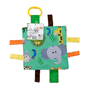 Baby Jack & Co 8x8” Jungle Lovey Tag Toys for Babies - Baby Crinkle Toys - Crinkle Toys for Baby - Soft & Safe - Learn Shapes & Colors - Ideal Baby Toy - BPA Free w/Stroller Clip