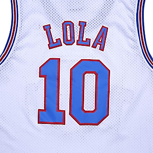 Youth Basketball Jerseys #10 Lola Space Shirts for Boys/Girls (White, Youth Small)