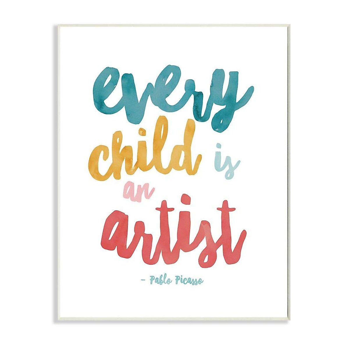 Stupell Industries Every Child is an Artist Picasso Quote Colorful Design Wall Art, 13 x 19, White