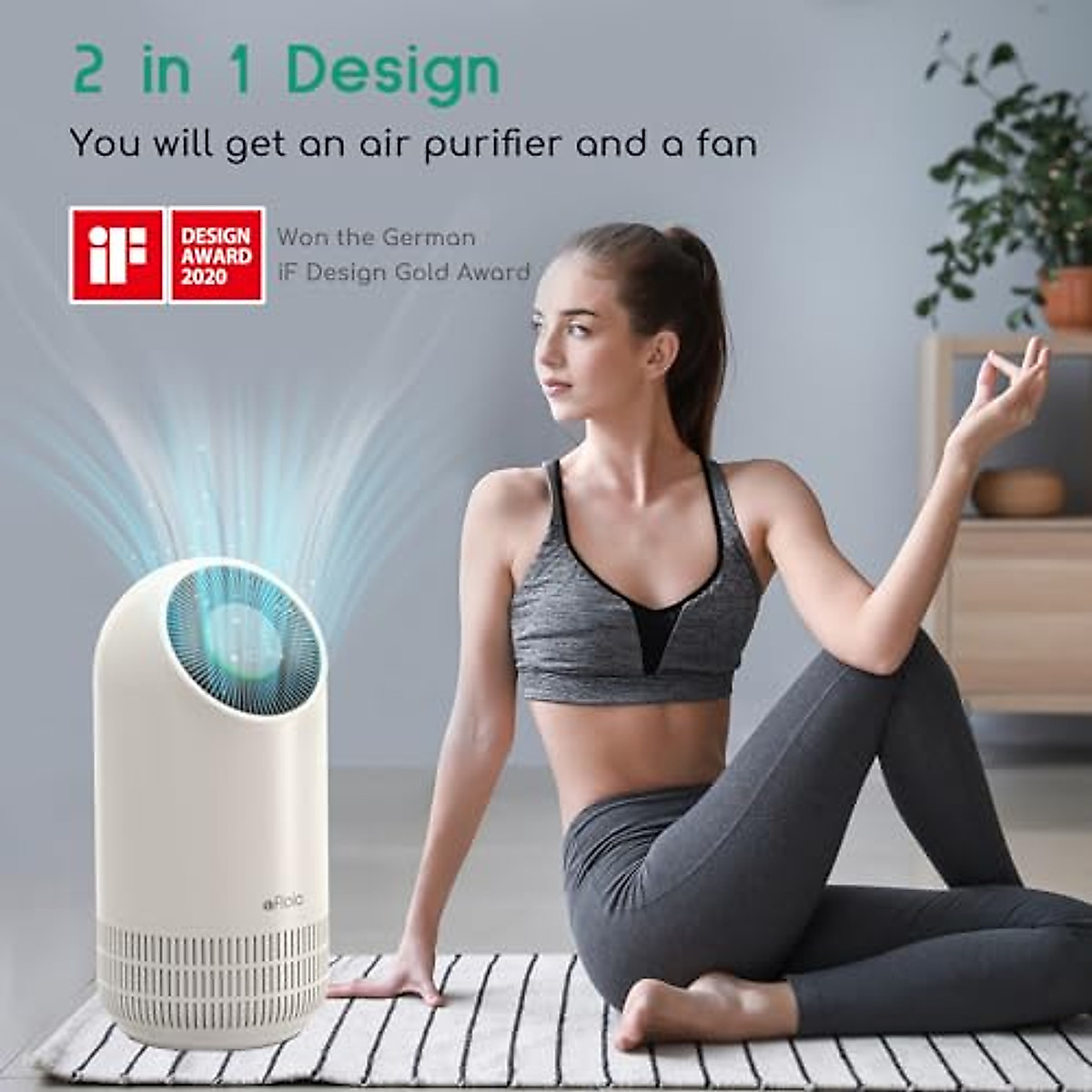 Air Purifier For Home Up to 880 Ft²|24dB|3-Stage Filtration Air Purifiers|Air Cleaner Removes Pet Odors Dust Pollen Smoke Mold|Fragrance